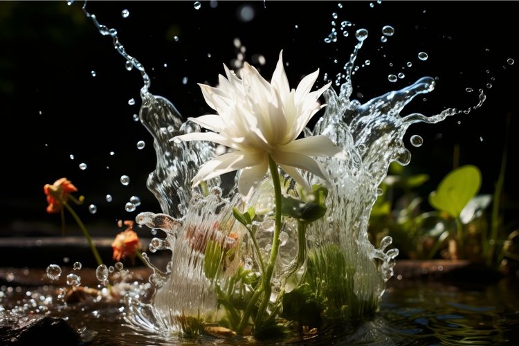 Pond calm water splash. Generate Ai (3873105)