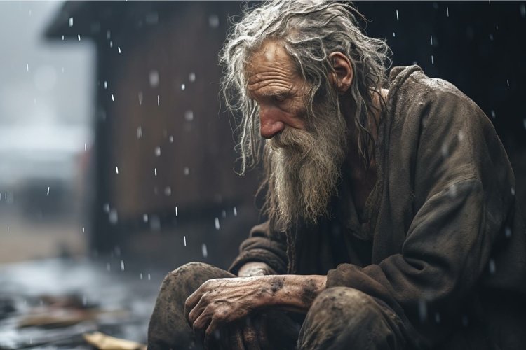 Bustling Poor man street. Generate Ai