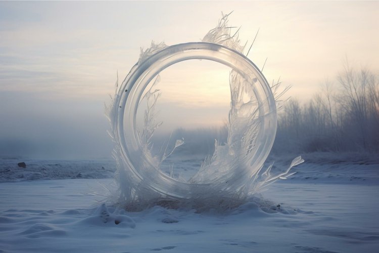 Otherworldly Portal ice fantasy mountain. Generate Ai