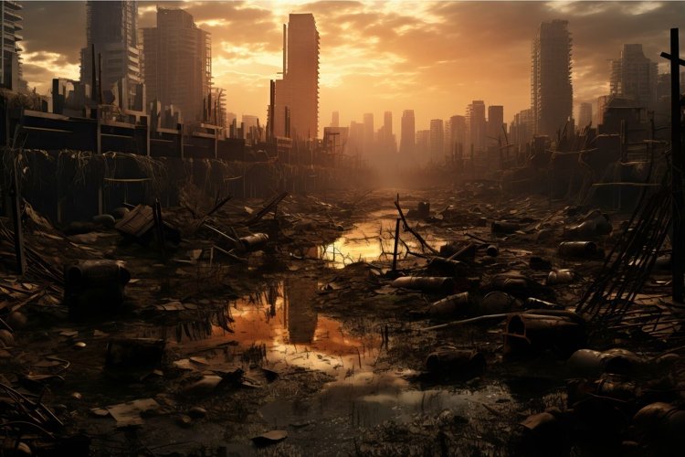 Ravaged Post apocalyptic city. Generate Ai