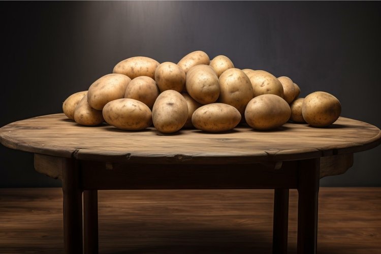 Potatoes wooden table. Generate Ai (3875859)