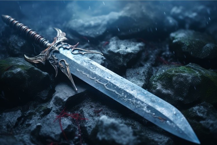 Powerful frozen sword. Generate Ai (3854367)