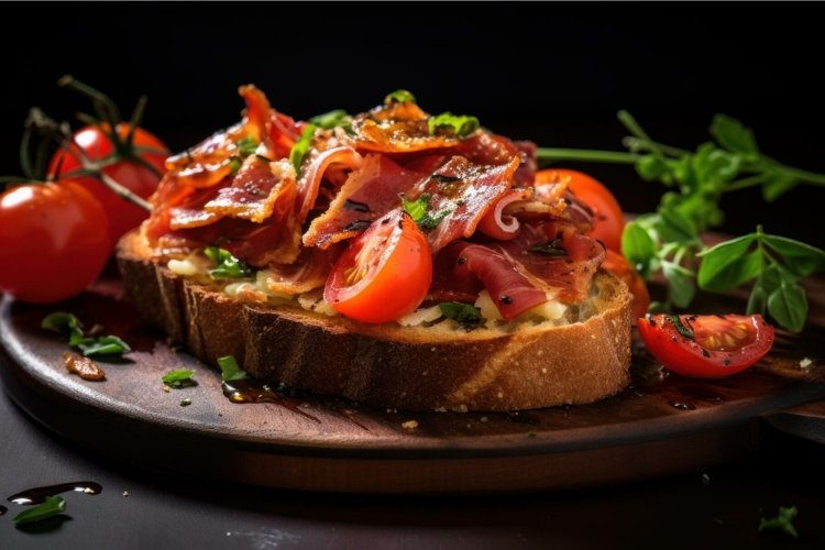 Savoury Prosciutto tomato toast. Generate Ai Savoury Prosciutto tomato toast. Generate Ai