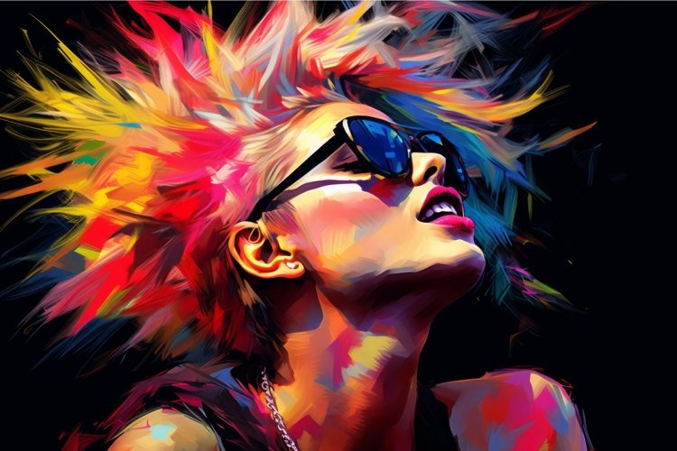 Vibrant punk rock woman portrait