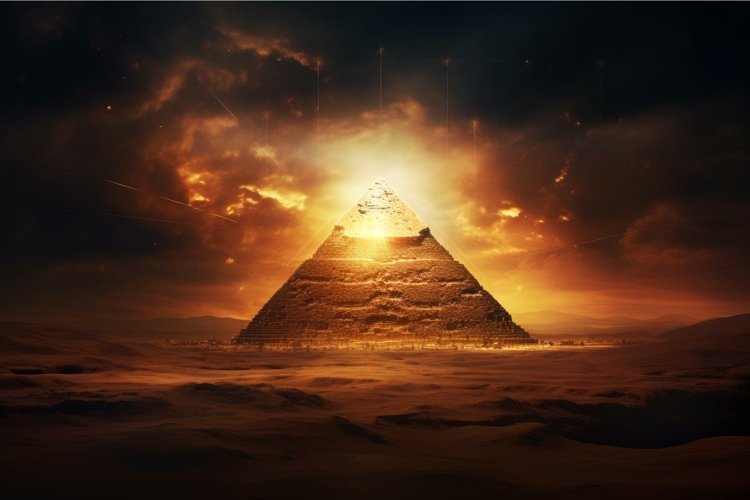 Mystical Pyramid radiating energy. Generate Ai