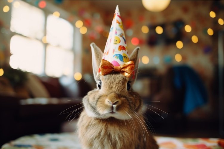 Cute rabbit party hat. Generate Ai (3857470)