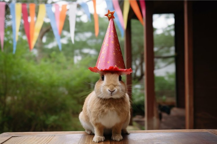 Colorful Cute rabbit party hat. Generate Ai