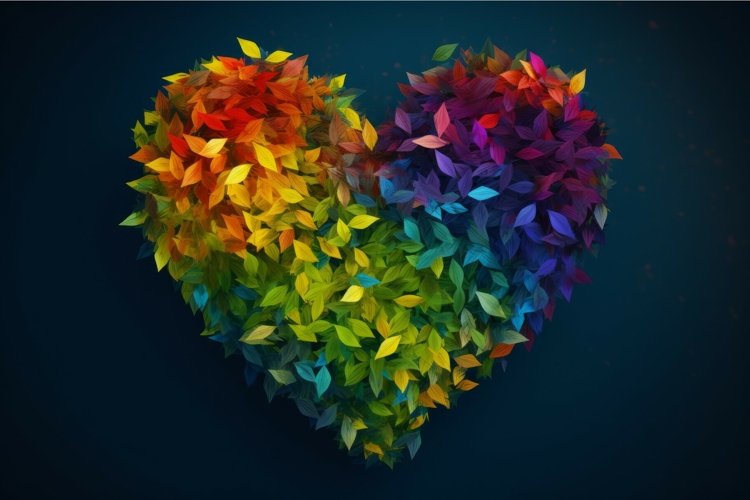 Rainbow colored heart. Generate Ai