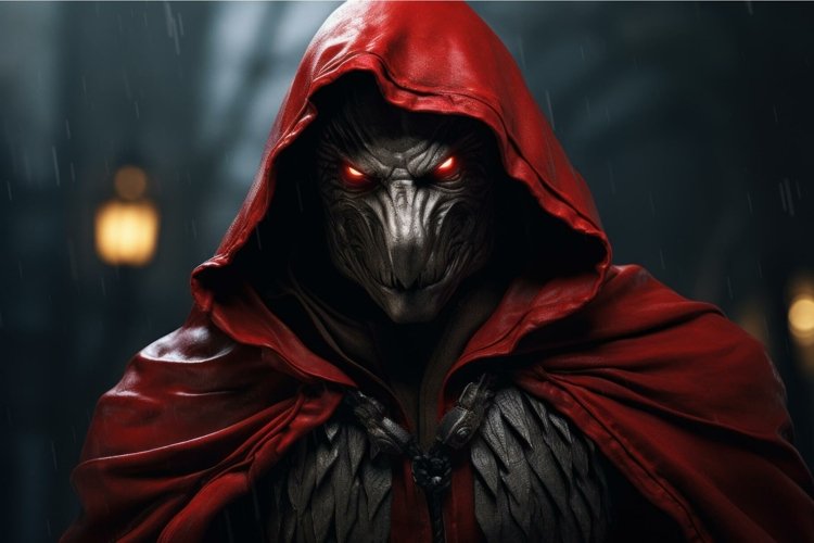 Red hood big wolf. Generate ai