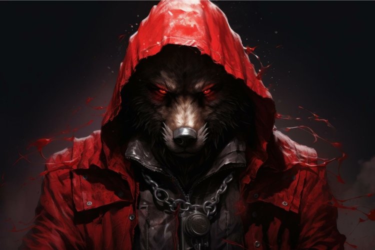 Curious Red hood big wolf. Generate ai