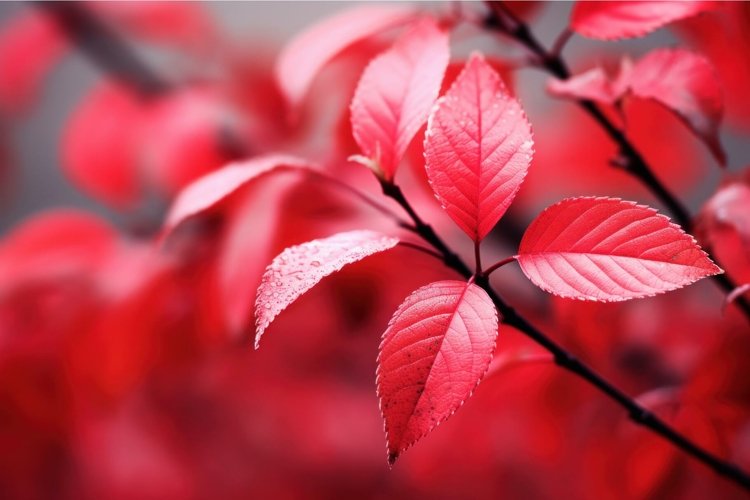 Tranquil Red leaves night. Generate Ai