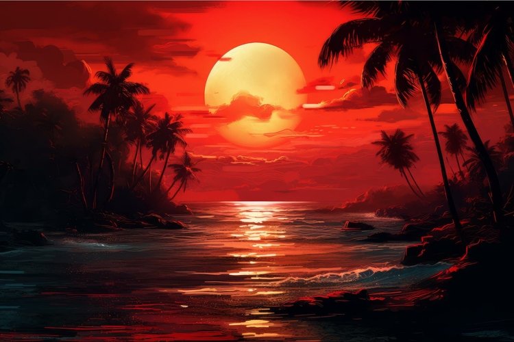 Red sunset view. Generate Ai (3858422)