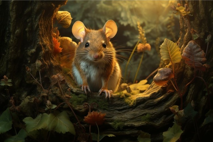 Rodent animals on green moss surface. Generate ai (3860693)