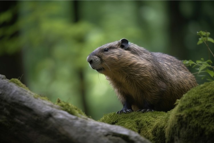 Rodent animals on green moss surface. Generate ai (3708892)