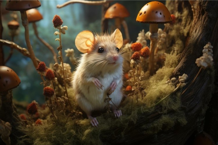 Agile Rodent animals on green moss surface. Generate ai
