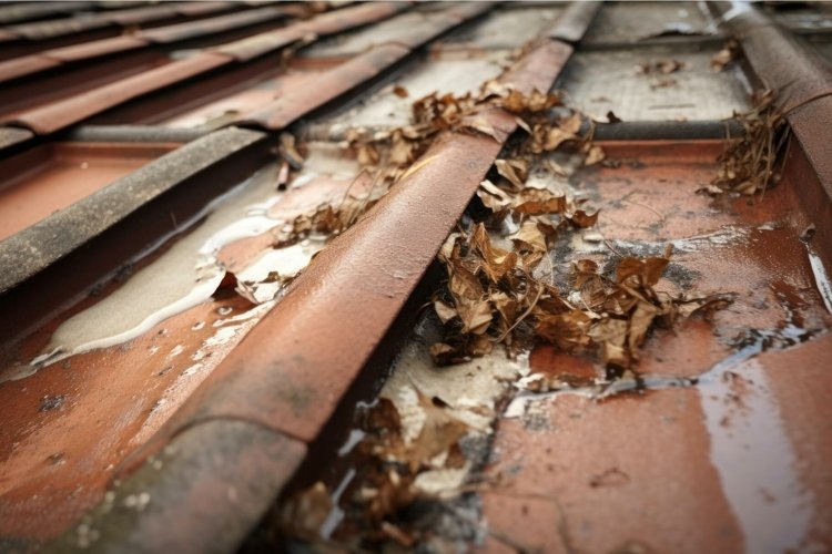Damp Roof leakage stains dirty. Generate Ai