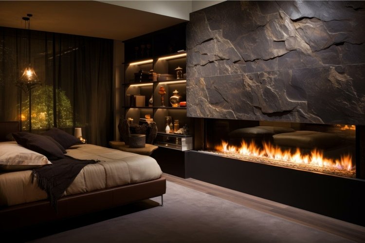 Warm Room electric fireplace. Generate Ai