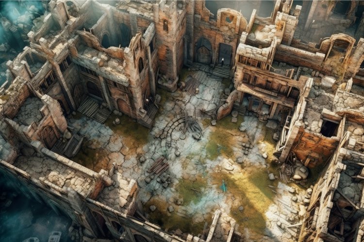 Ruined city. Generate Ai (3464990)