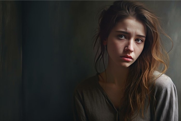 Distraught Sad upset young woman. Generate Ai