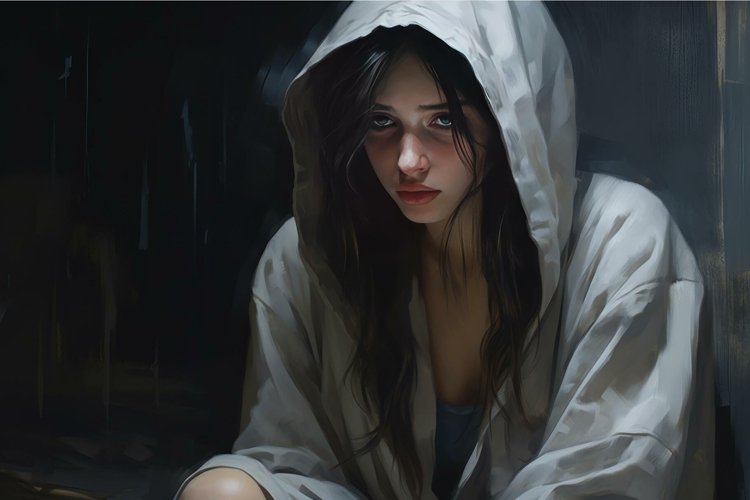 Mournful Sad depressed woman. Generate Ai