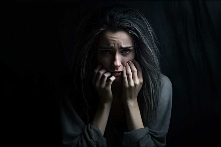 Woeful Sad depressed woman. Generate Ai