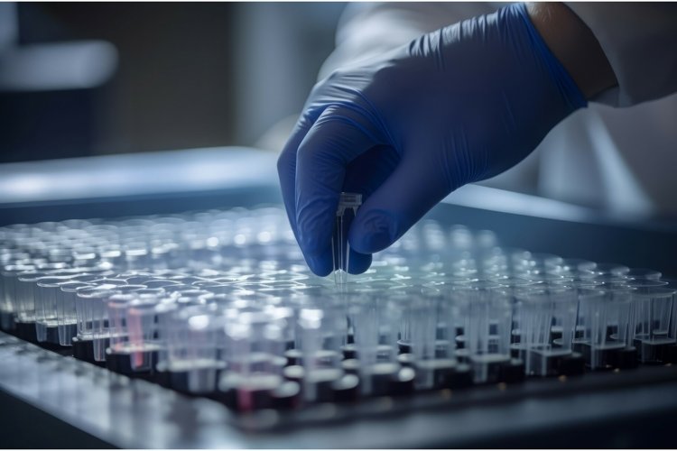 Samples scientific lab stand. Generate Ai