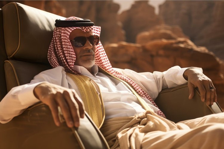 Unwinding Saudi man relaxing. Generate Ai