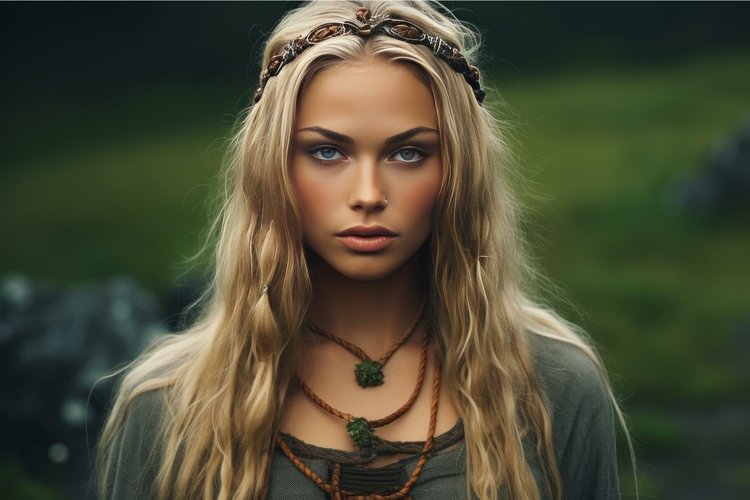 Resourceful Scandinavian woman medieval. Generate AI