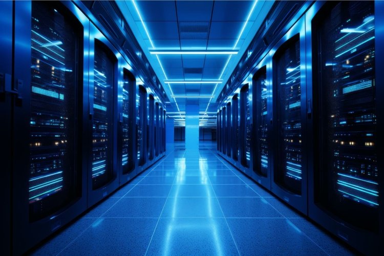 Tranquil Server blue room. Generate Ai