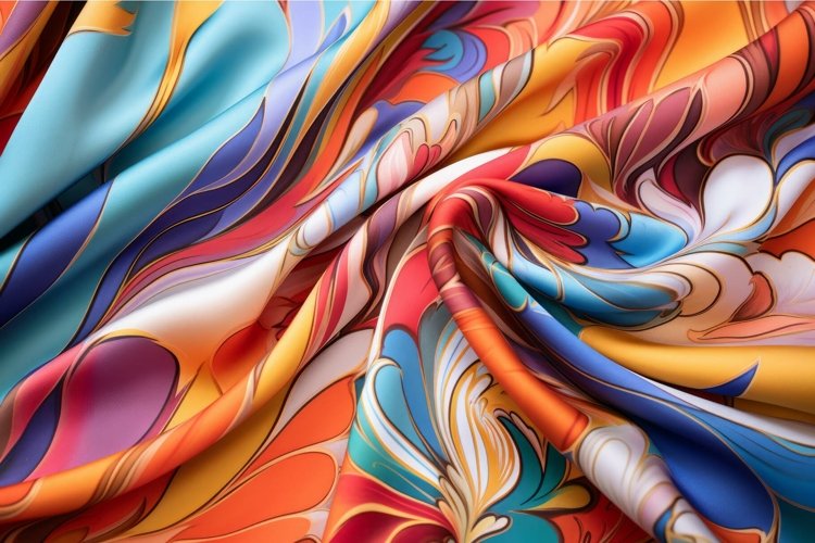 Silk textile colorful fabric. Generate Ai (3862003)