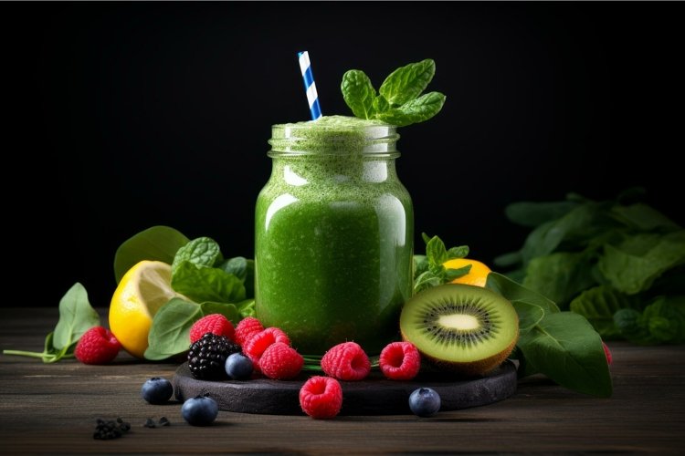 Nutritious Green fresh smoothie. Generate Ai