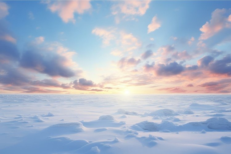 Picturesque Snowfield blue sky field. Generate Ai