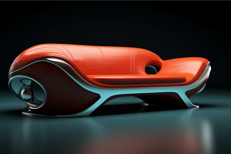 Space-age Futuristic sofa. Generate Ai