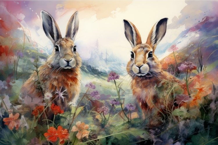 Agile Spring hares battle. Generate Ai