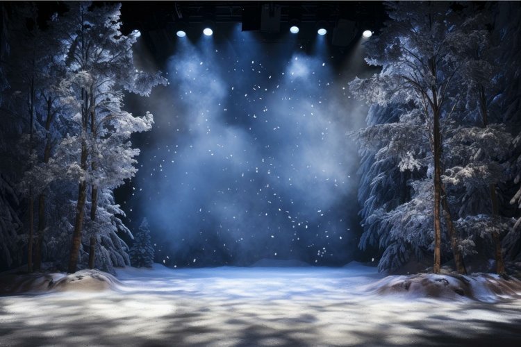 Bright Stage spotlight snow. Generate Ai