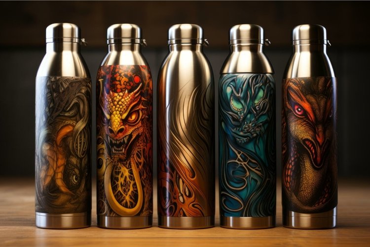 Insulated Stainless bottles flask. Generate Ai