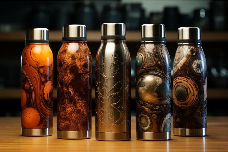 Eco-friendly Stainless bottles flask. Generate Ai