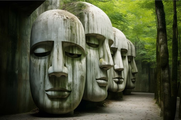 Mysterious Statue face surreal. Generate Ai