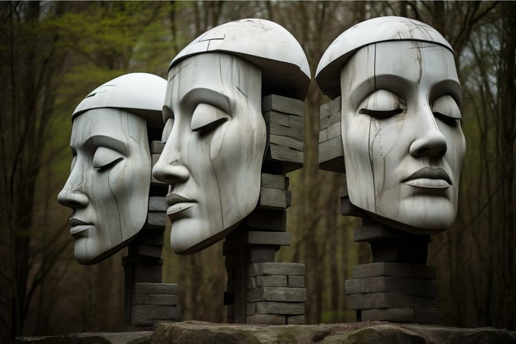 Haunting Statue face surreal. Generate Ai