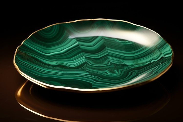 Unique Malachite stones dish bowl. Generate Ai