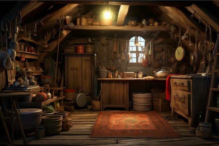 Quaint Storage room cottage. Generate Ai