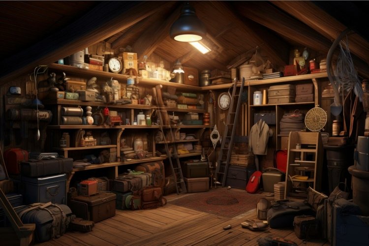 Quaint Storage room cottage cozy. Generate Ai