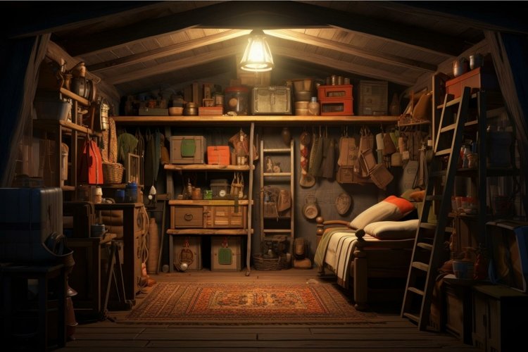 Charming Storage room cottage cozy. Generate Ai