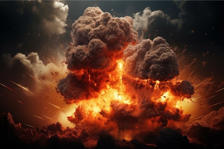 Strong explosions dramatic hands. Generate Ai (3966635)