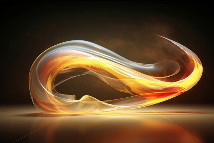 Swoosh colorful light photo golden flow. Generate Ai