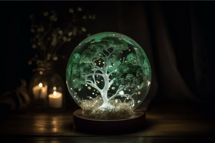 Tree glass ball orb. Generate Ai