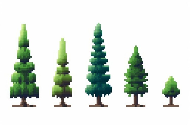 Fir tree pixel art. Green plant