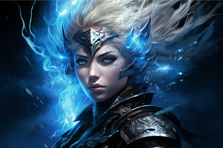 Warrior woman of lightning. Generate Ai