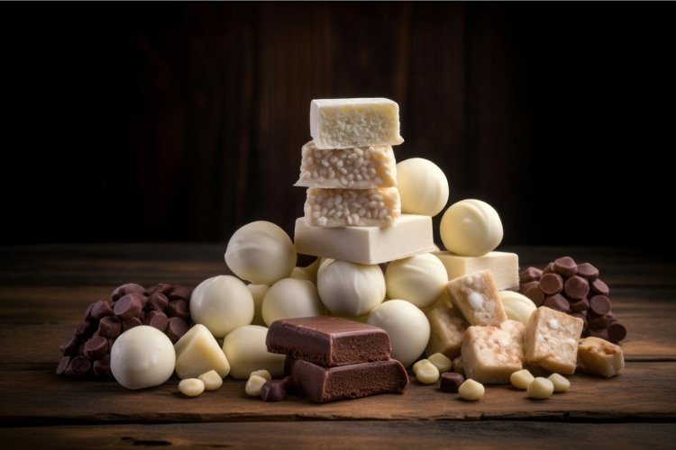 White candies table stack confections. Generate Ai