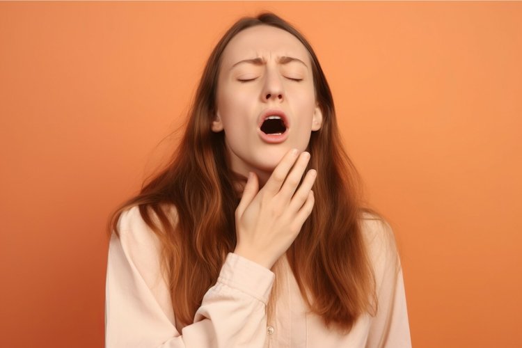Young woman suffering from virus coughing. Generate ai